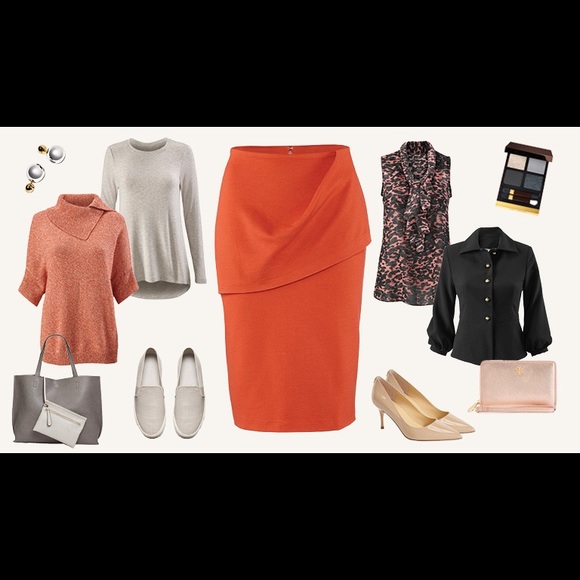 CAbi | Skirts | Cabi Orange Overlay Skirt 6 | Poshmark